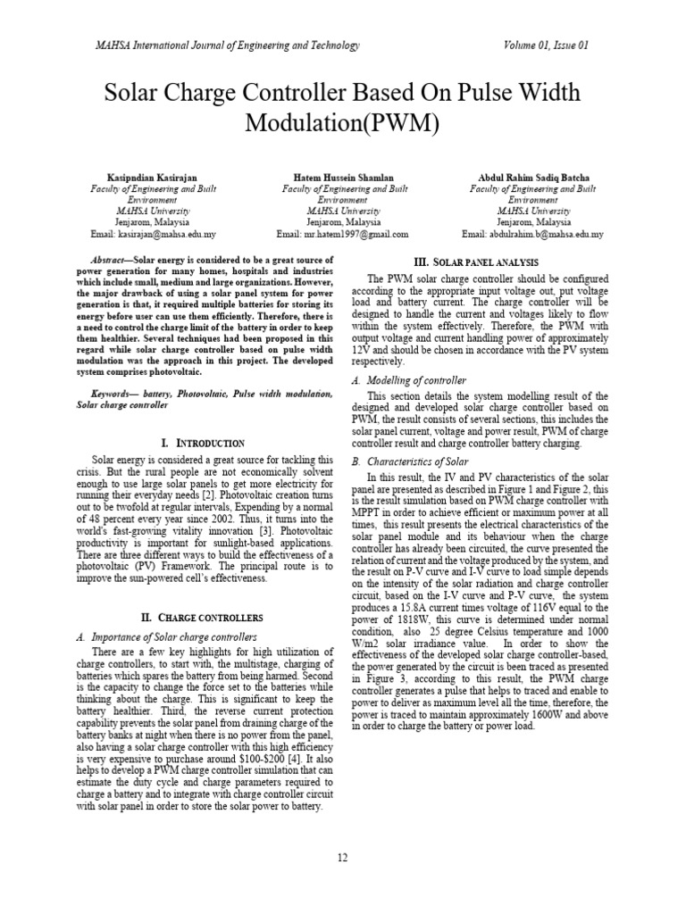 PWM Solar Charge Controller Design | PDF | Science & Mathematics ...