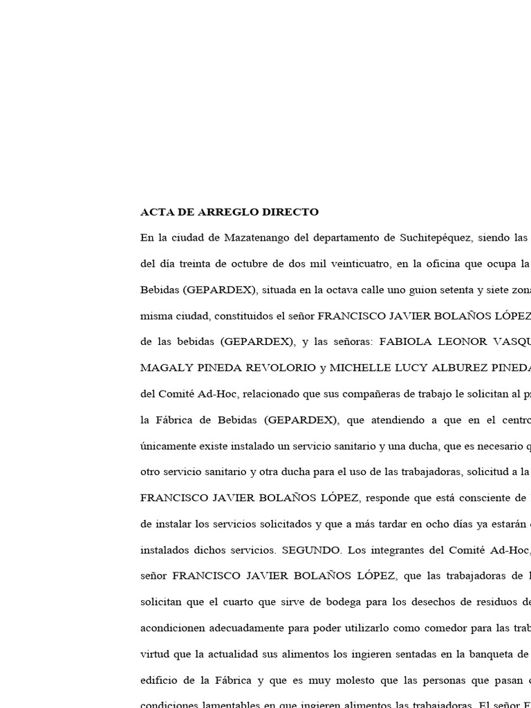 Acta de Arreglo Directo en GEPARDEX | PDF | Ciencia y matemáticas