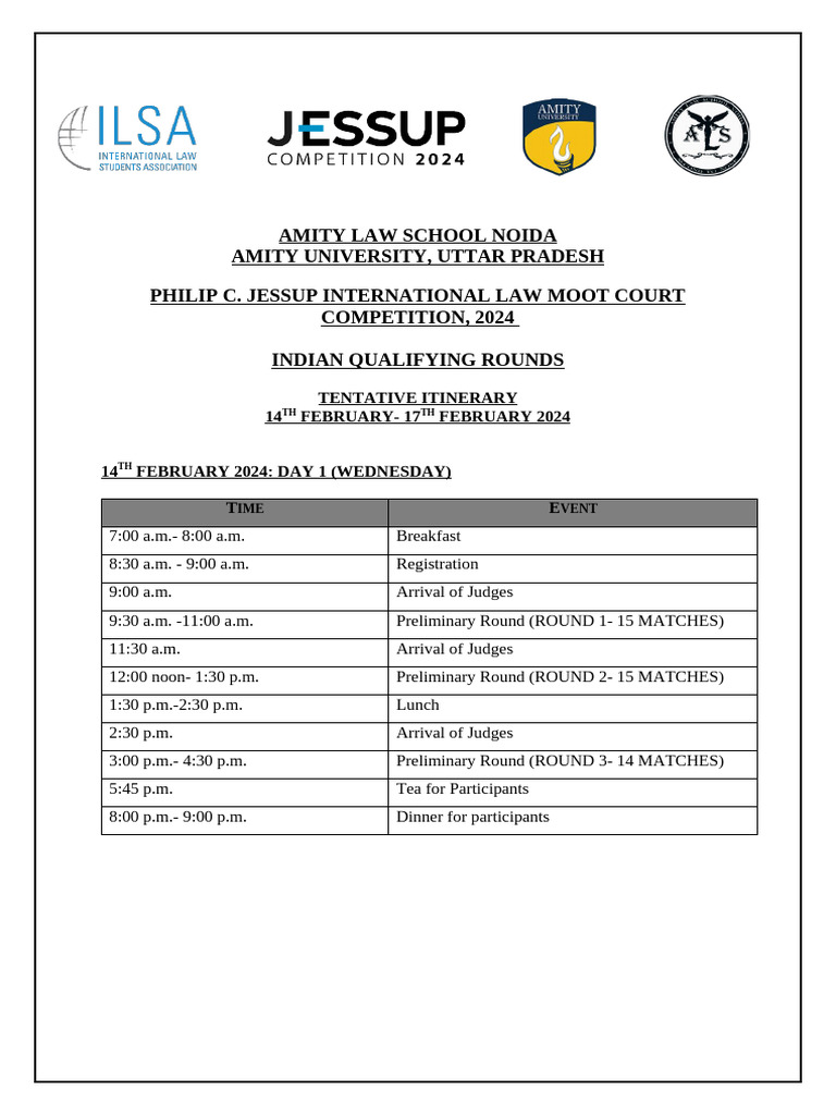 Jessup Itinerary FINAL | PDF | Meal