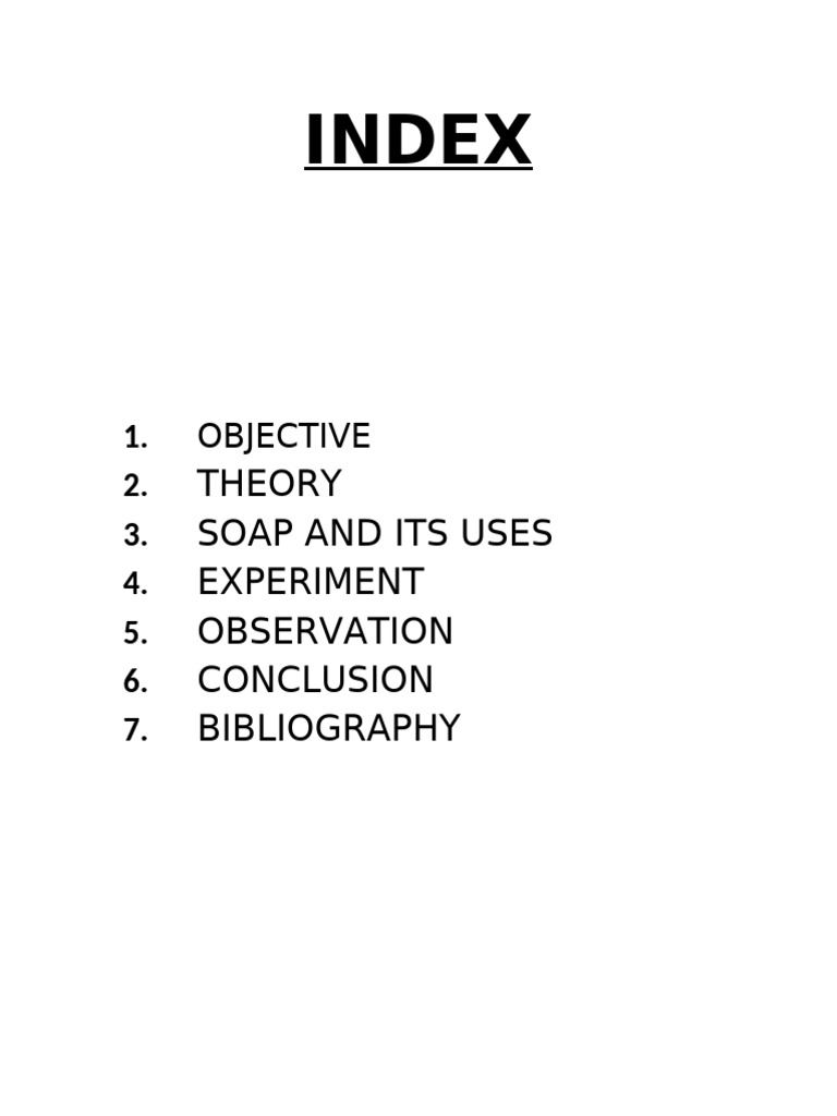 Index: Theory Soap and Its Uses Experiment Observation Conclusion ...