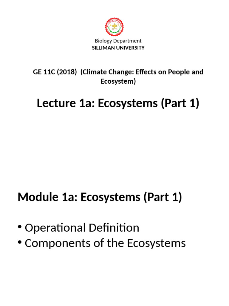 Lecture 1a - Ecosystems (Part 1) | PDF | Ecosystem | Carbon Dioxide
