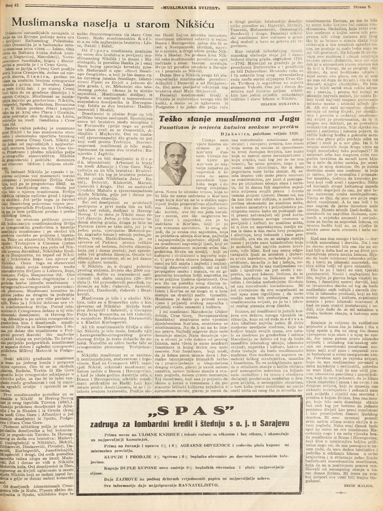 Teško Stanje Muslimana Ja Jugu - Muslimanska Svjest 1936-1941 | PDF