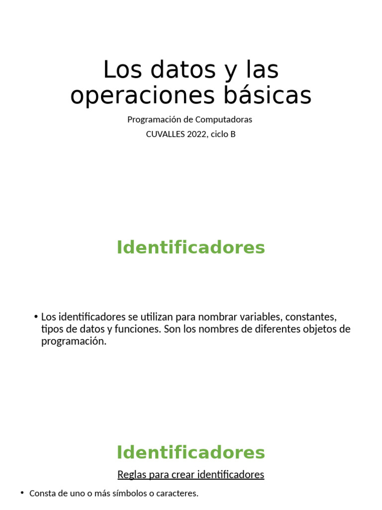 Los Datos, Identificadores y Tipos | PDF | Tipo de datos | Variable (informática)