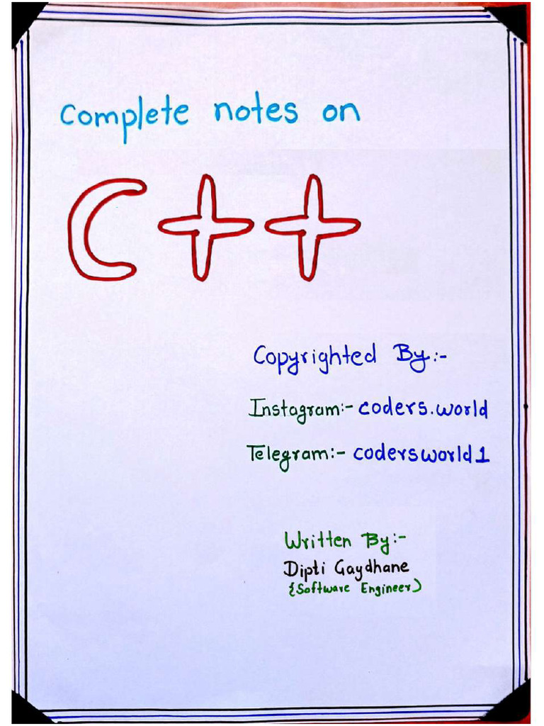 C++ Complete Handwritten Notes | PDF