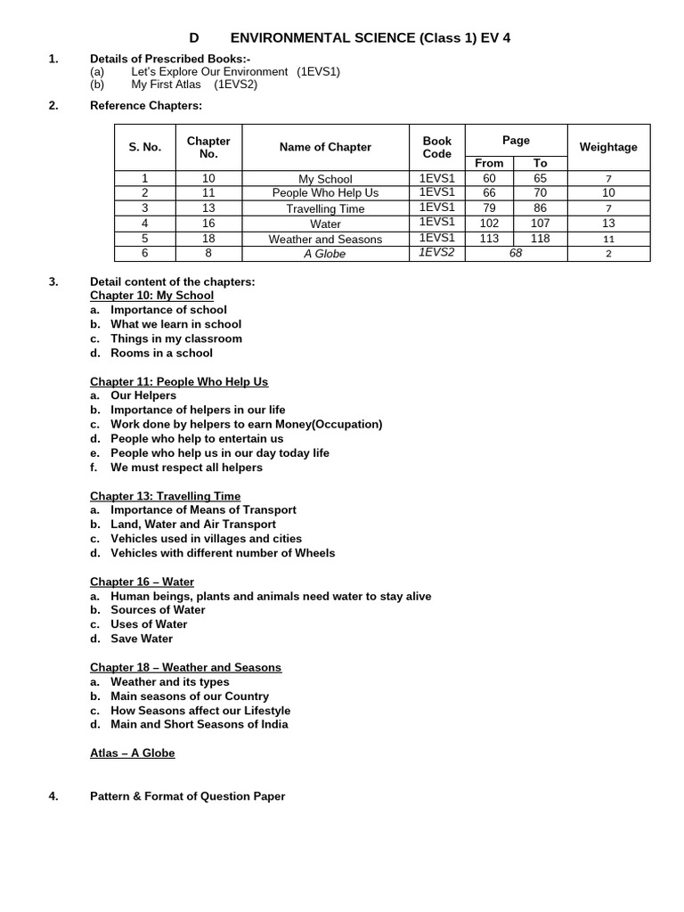 (KR) - Class 1 - EVS - EV4 - Syllabus - 2022-2023.. | PDF