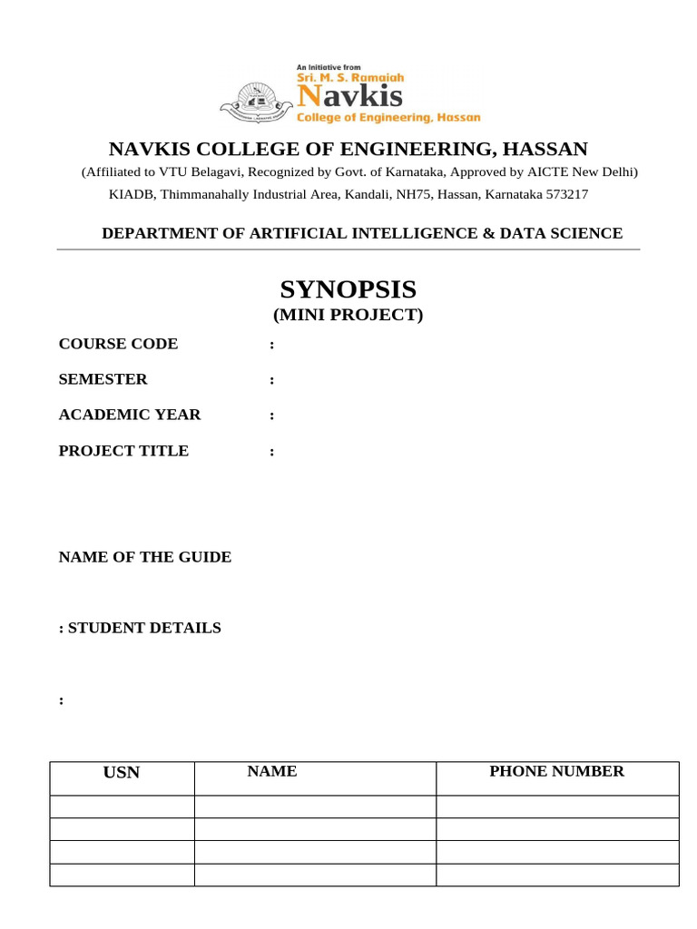 Format For Synopsis | PDF | Art | Technology & Engineering