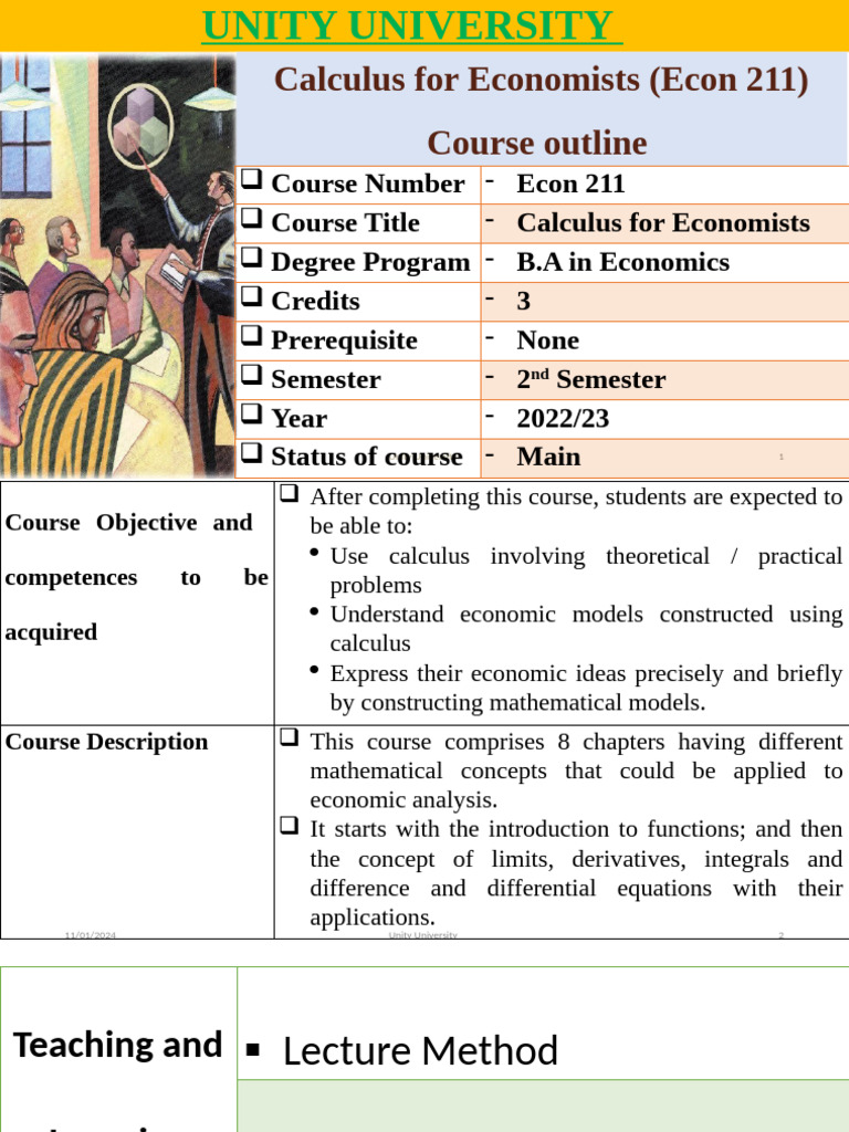 Calculus (Econ 211) - Course Outline | PDF | Calculus | Mathematics