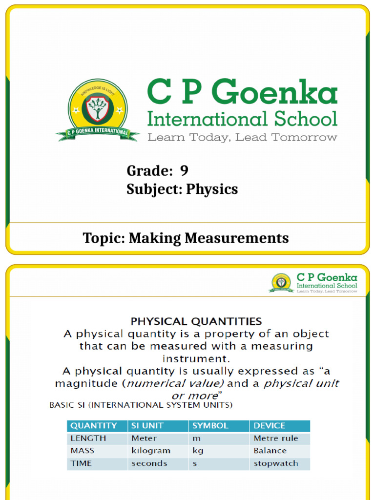 CH 1.measurement 1 | PDF | International System Of Units | Kilogram