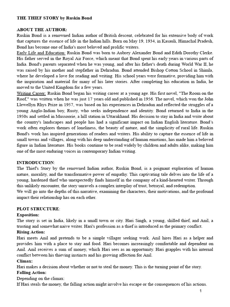 The Thief Story - Ruskin Bond-1 | PDF | Social Psychology | Psychology