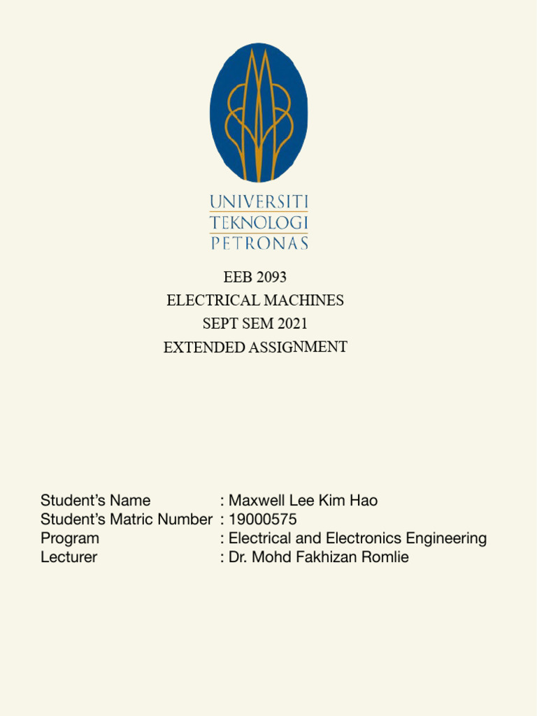 Maxwell Lee Kim Hao - 19000575 - EA Answer | PDF | Electric Motor | Metrology