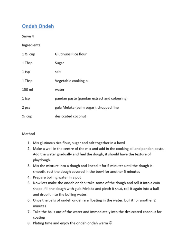 Ondeh Ondeh | PDF | Cooking, Food & Wine