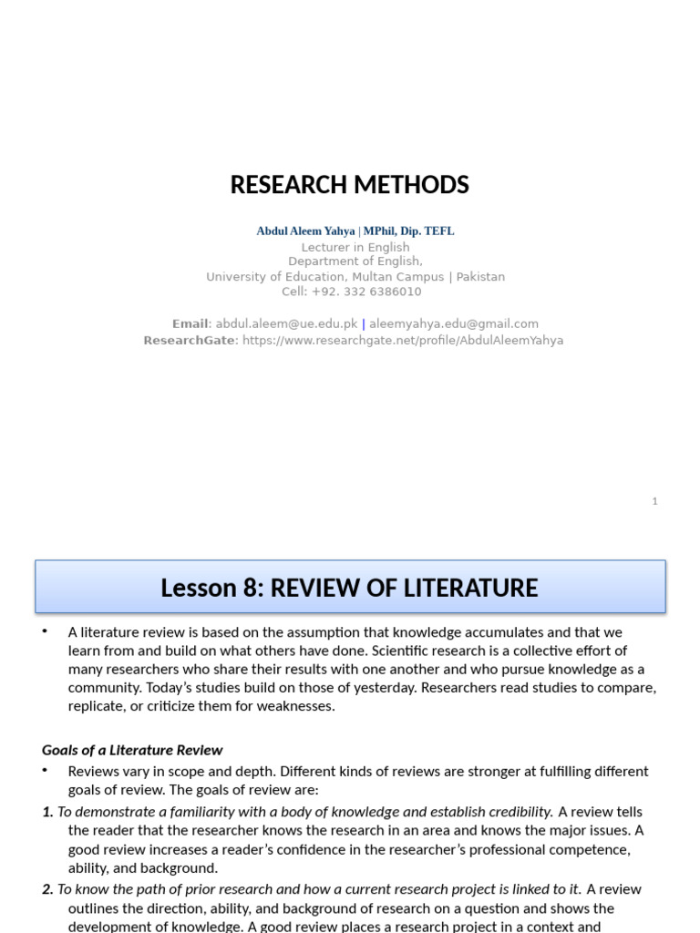 Research Methods - Lesson 8 | PDF | Theory | Knowledge