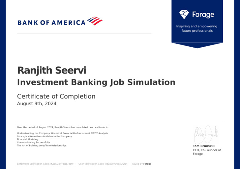 Bank of America Certificate | PDF