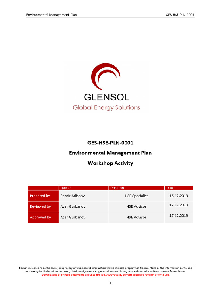 Environmental Management Plan Overview | PDF | Waste | Exhaust Gas