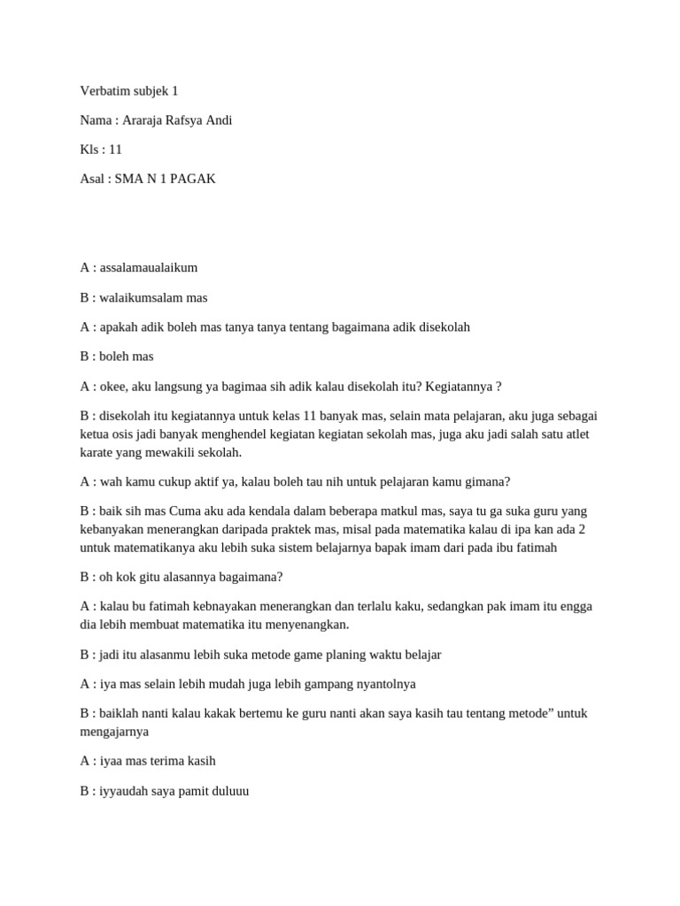 Verbatim Kognitif Metode Pembelajaran | PDF