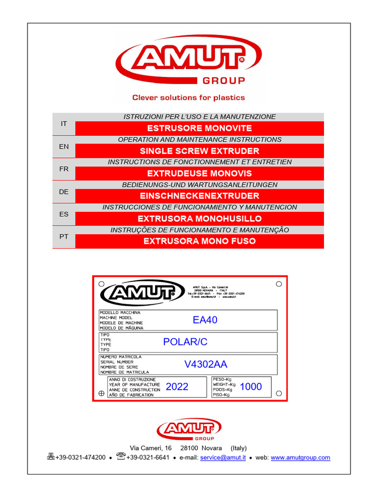4 - Single Screw Extruder (Ea40 Polar) | PDF | Elevator | Fires