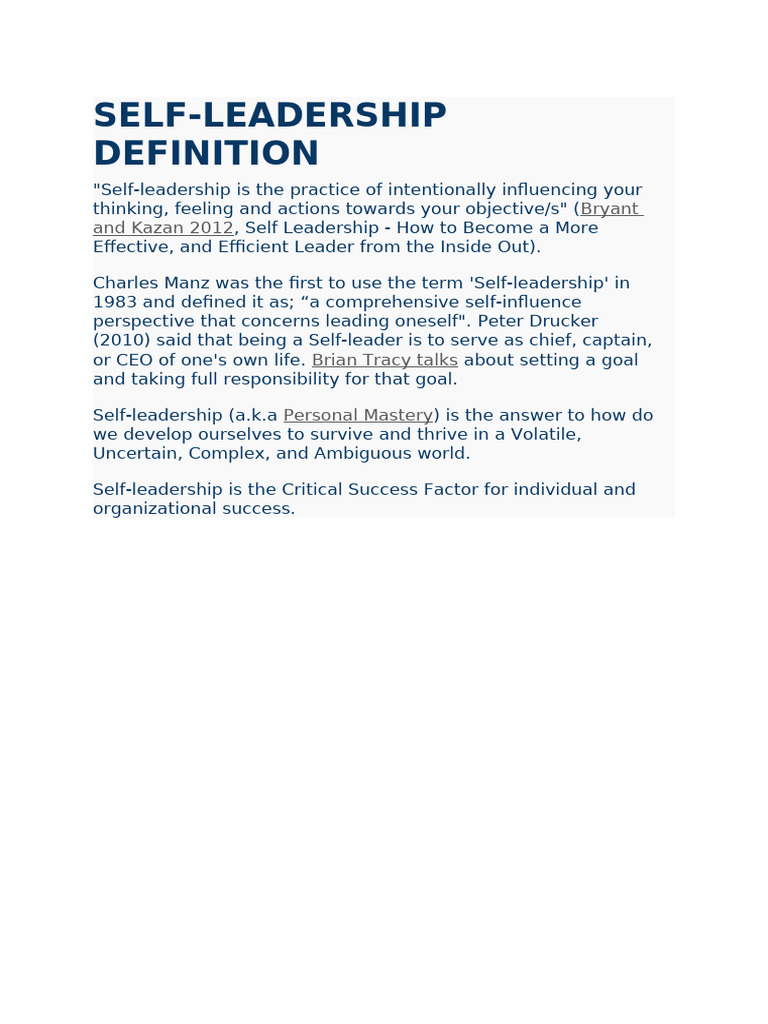 Self Leadership | PDF | Leadership | Emotions