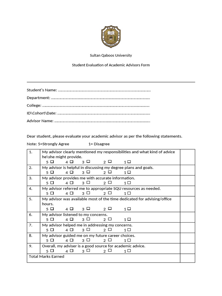 Student Evaluation Form | PDF