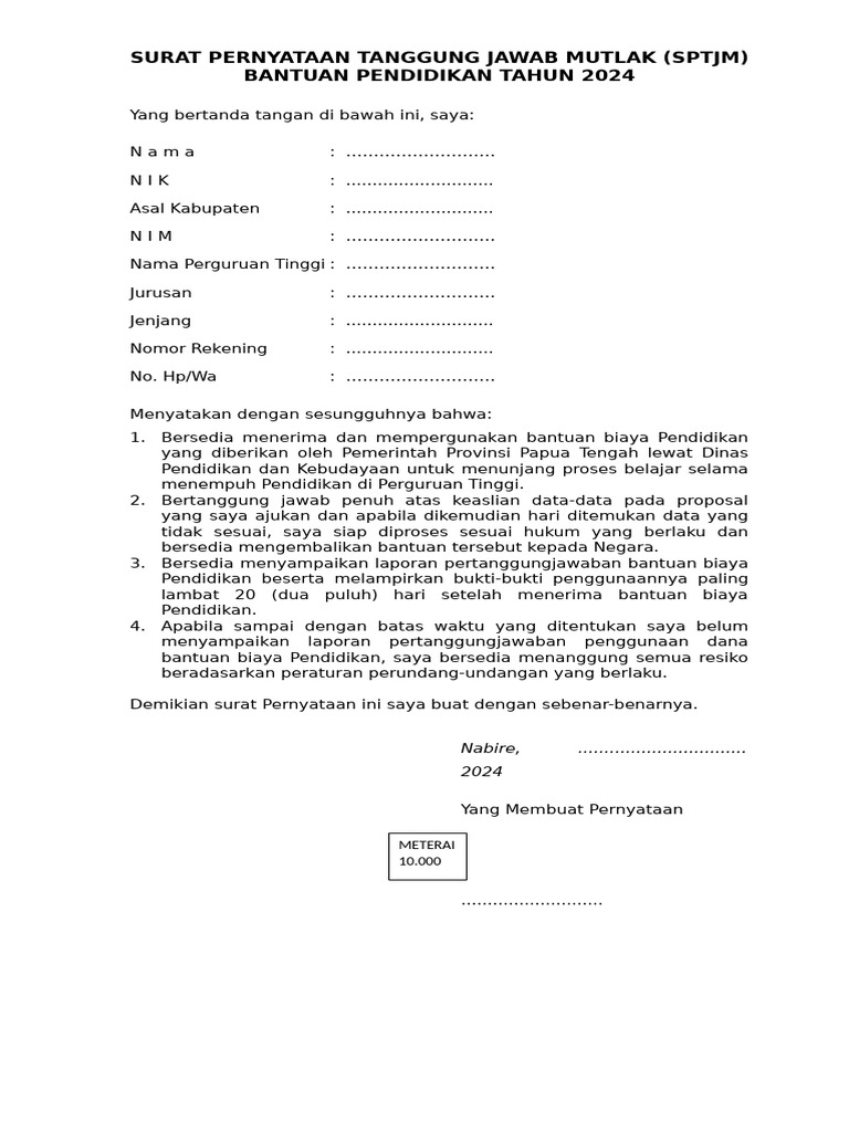 SPTJM Beasiswa | PDF