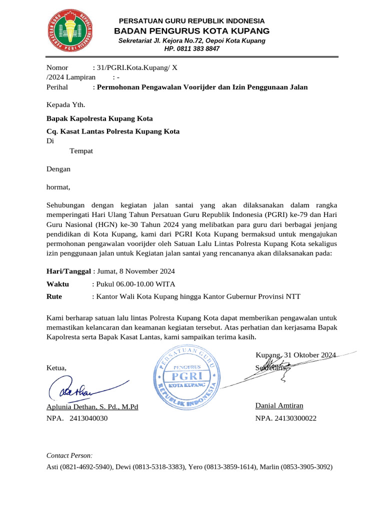Permohonan Pengawalan Voorijder Dan Izin Penggunaan Jalan - Bapak ...