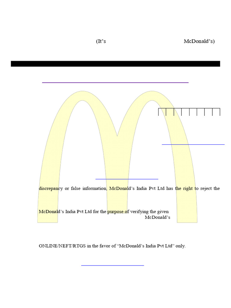 McDonald's Franchise Registration Form | PDF | Franchising