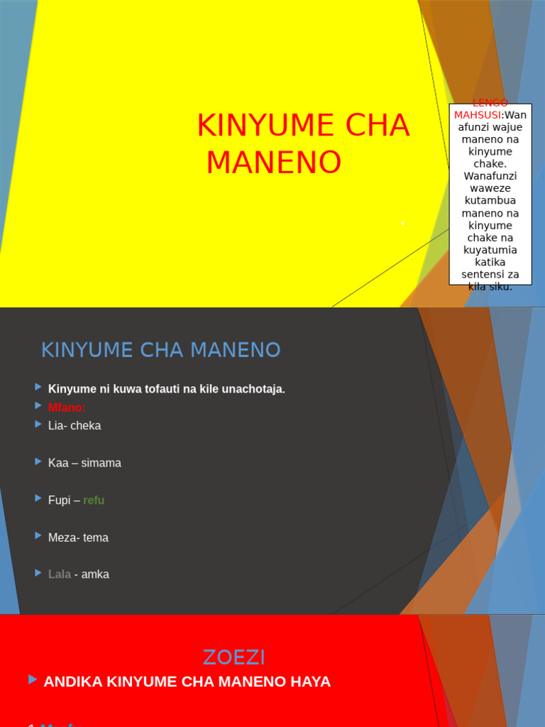 Kinyume Cha Maneno Grade 3 2024 | PDF