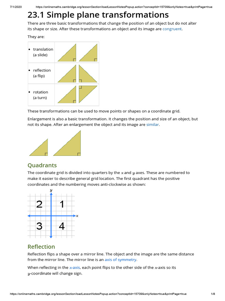 O Level Maths Notes | PDF | Shape | Cartesian Coordinate System