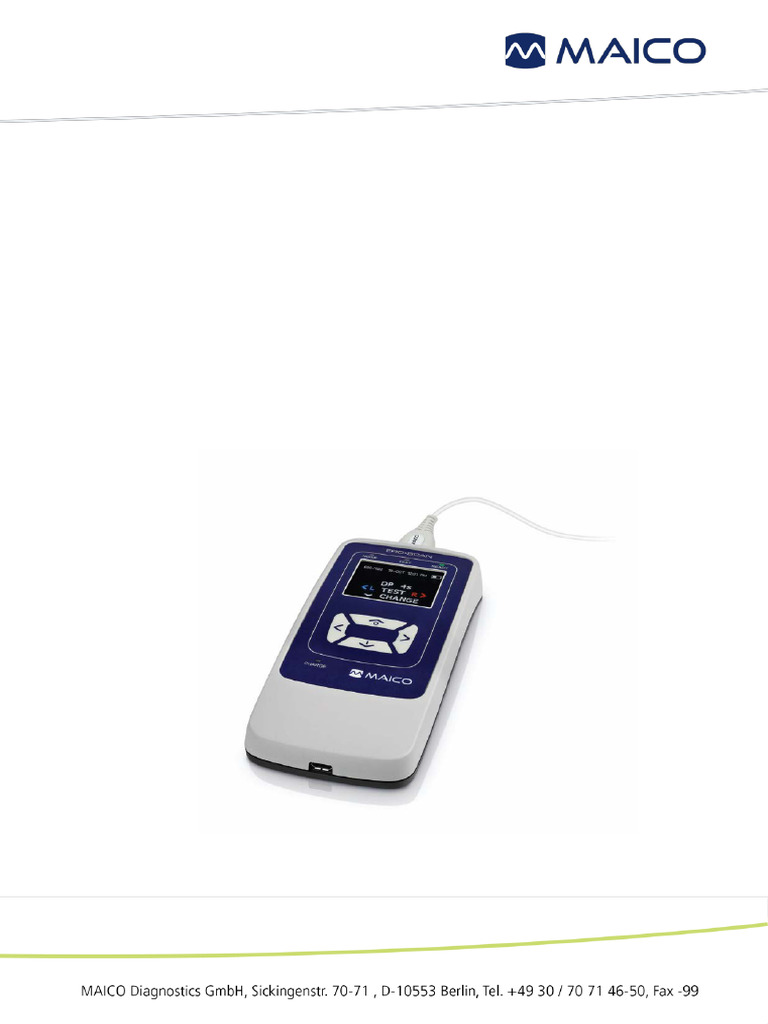 ERO-SCAN Plus Screener DP, Maico Diagnostics | PDF | Electrical Connector | Hearing