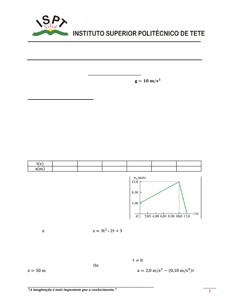 Ficha II (Cinematica) - 2024 | PDF | Velocidade | Cinemática