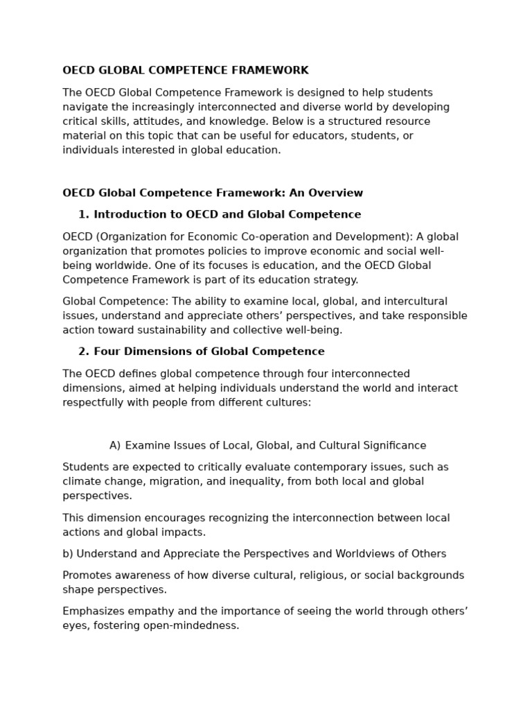 OECD Global Competence Framework | PDF | Sustainability | Sustainable Development