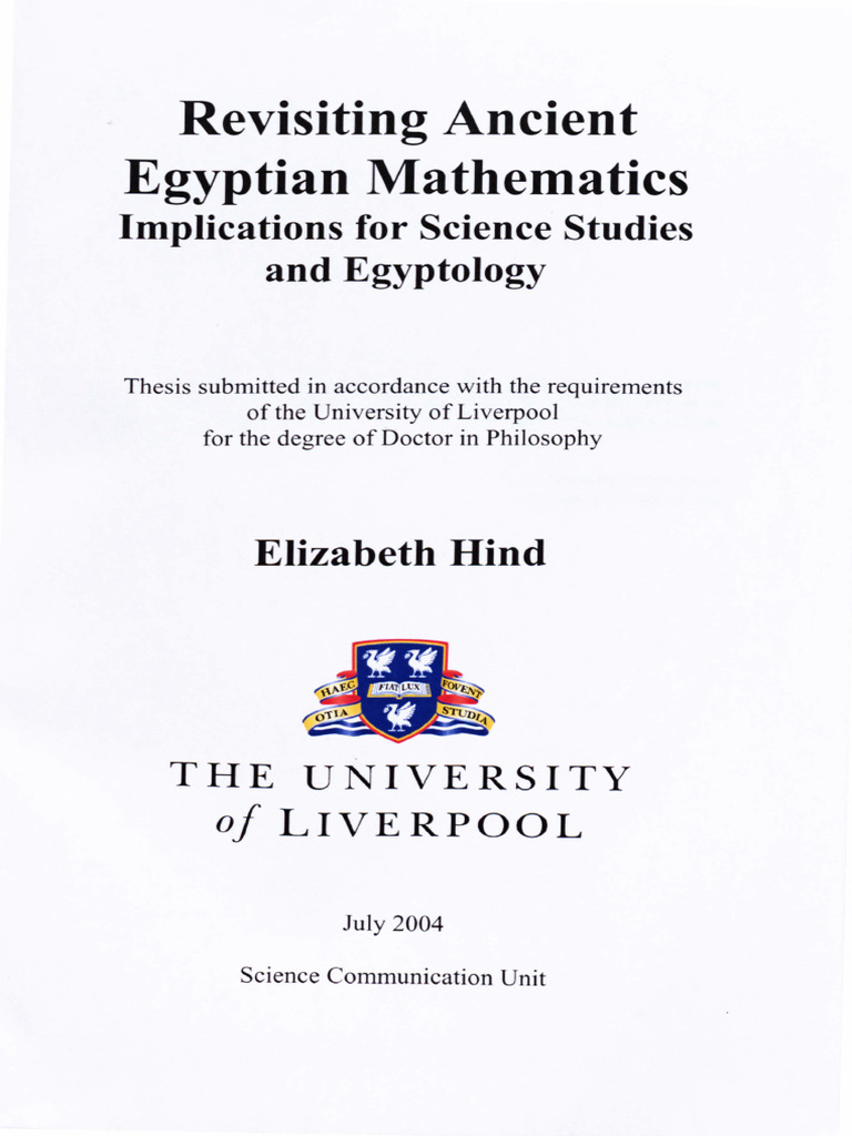 Egyptian Mathematics: Revisiting Ancient | PDF | Science | Mathematics