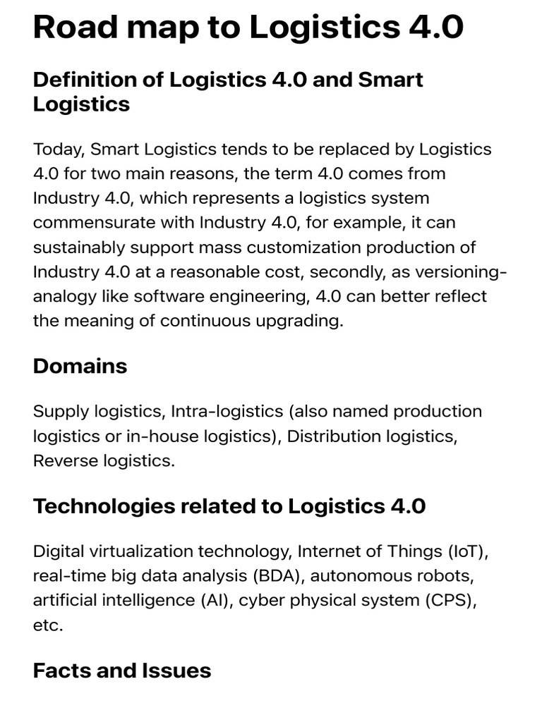 Road Map To Logistics 4.0 - Leanfour Official Website | PDF | Logistics ...