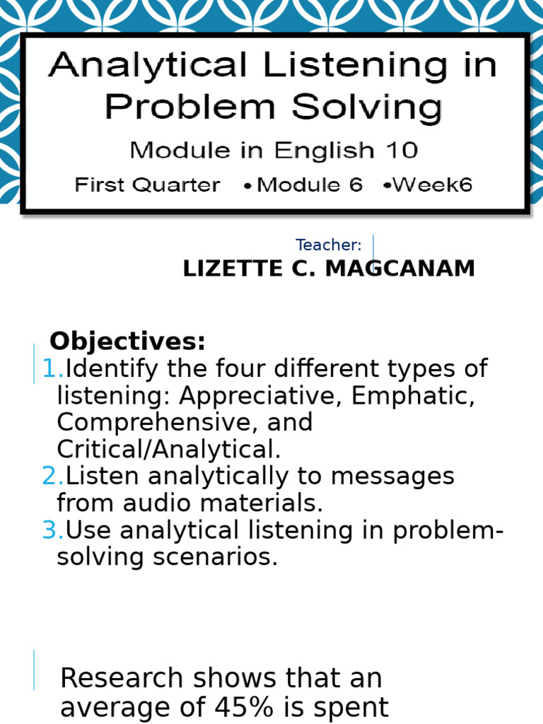 Lesson 7 - 4 Types of Listening | PDF | Human Communication | Cognition