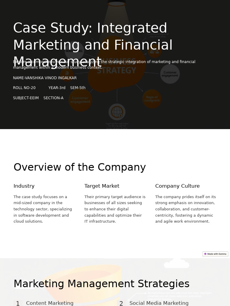 Case Study Integrated Marketing and Financial Management | PDF | Marketing | Business