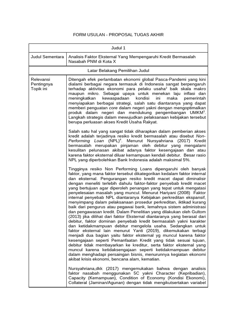 Form Usulan - Proposal | PDF