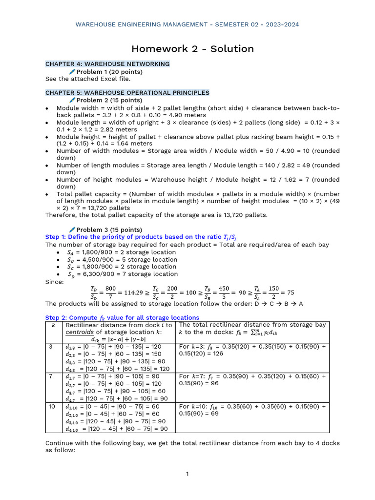 WEM 23-24 HW2 Solution | PDF | Warehouse | Dangerous Goods