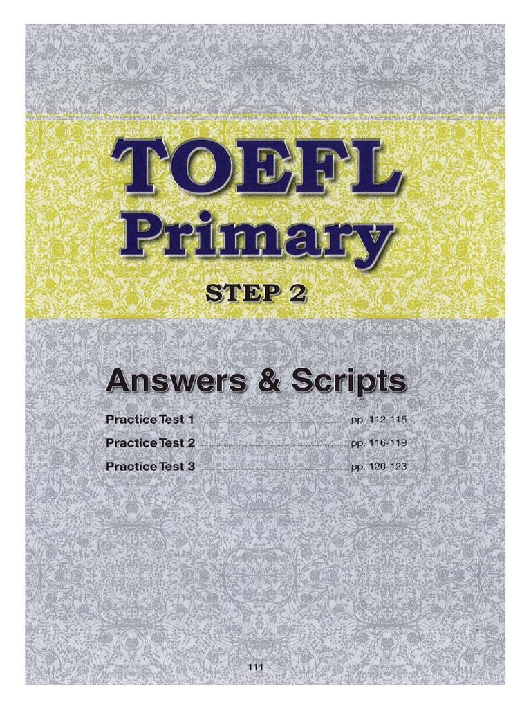 Toefd Primary Step 2 Practice Tests | PDF