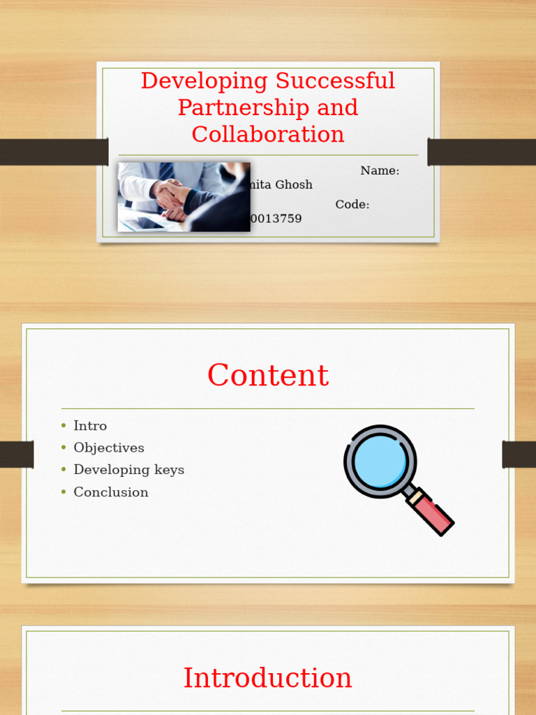 Developing Successful Partnership and Collaboration | PDF | Partnership | Goal