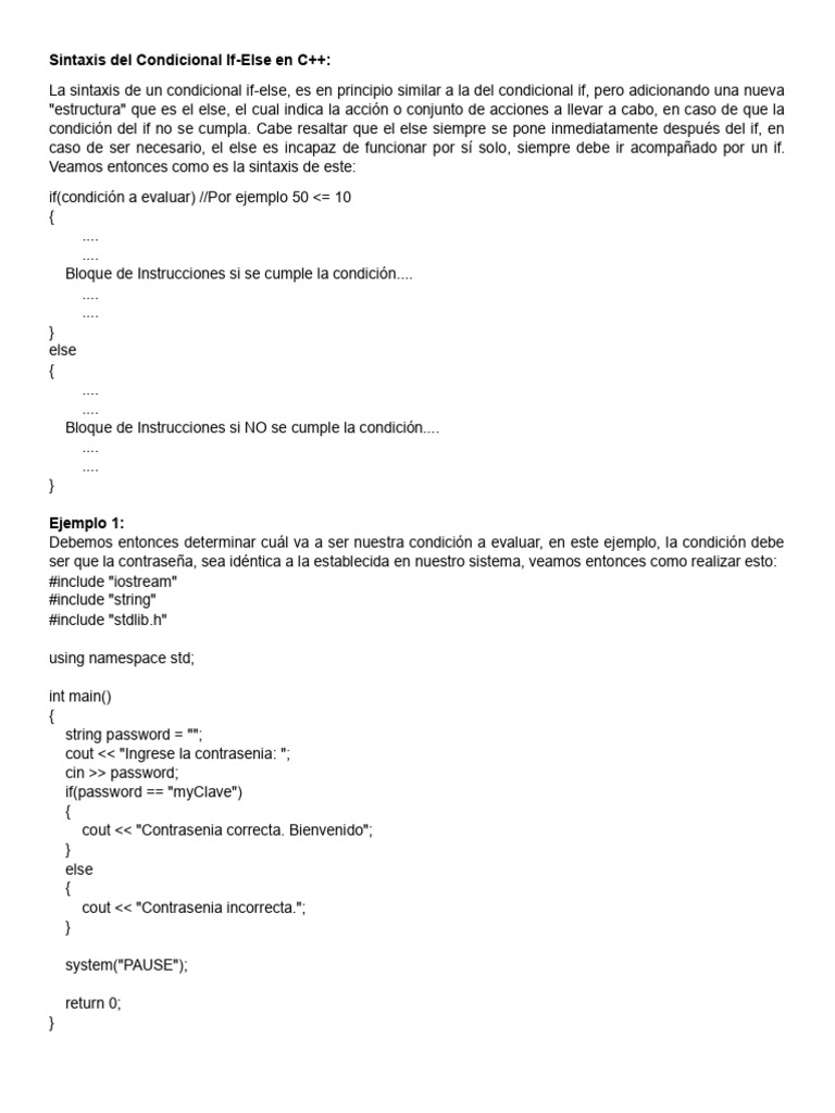 Sintaxis Del Condicinal If | PDF