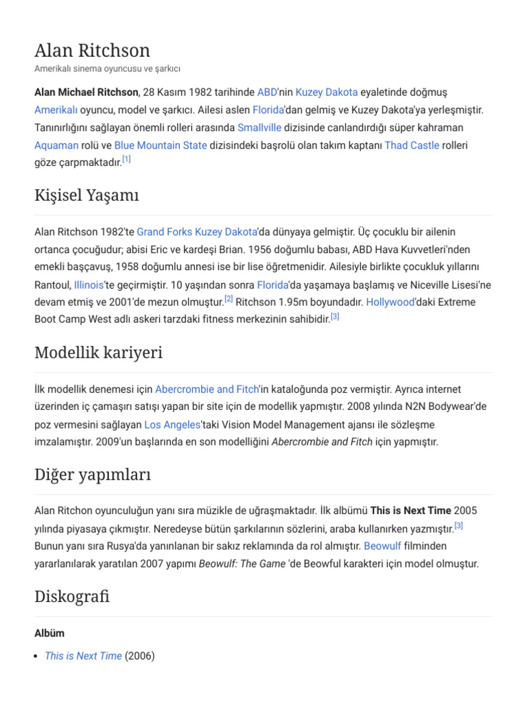 Alan Ritchson - Vikipedi | PDF