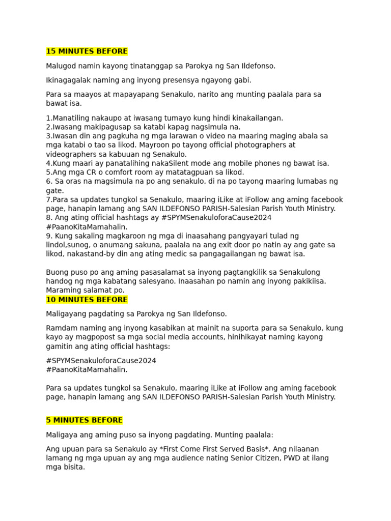 Reminders Senakulo | PDF