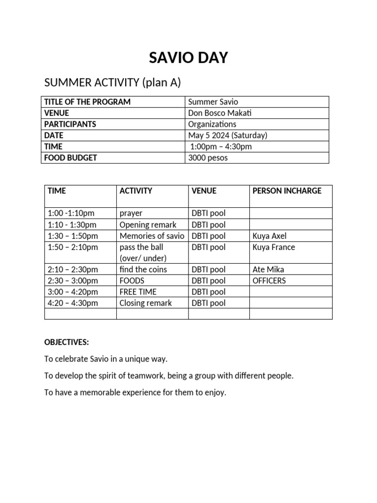 Savio Day | PDF