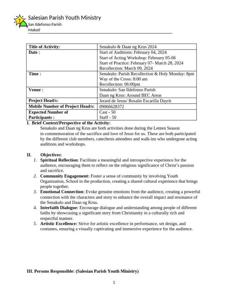 Senakulo & Daan ng Krus 2024 Overview | PDF