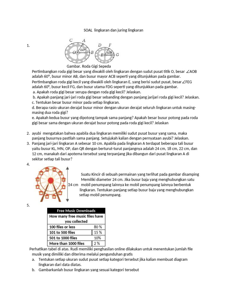 SOAL Lingkaran Dan Juring Lingkaran | PDF | Griya & Taman