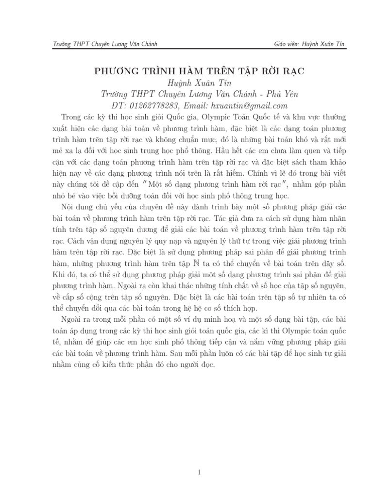 PTH Roi Rac - Huynh Xuan Tin | PDF