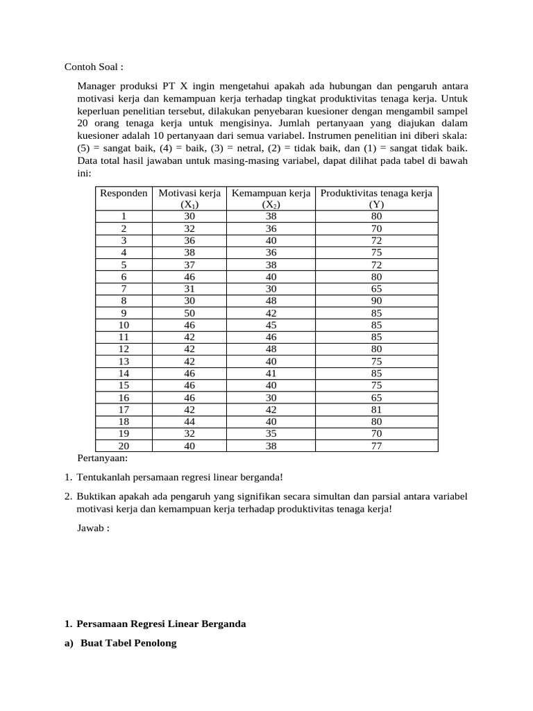 Contoh Soal Regresi Linear | PDF