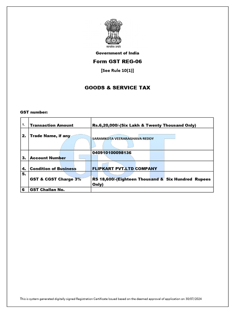 Saramkota Veeraraghava Reddy GST | PDF