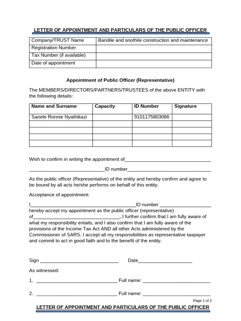 Public Officer Appointment Notice | PDF