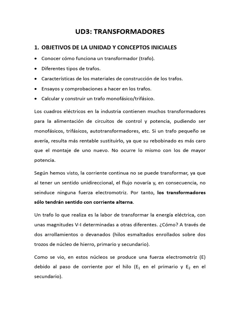 UD3 Transformadores | PDF | Transformador | Inductor