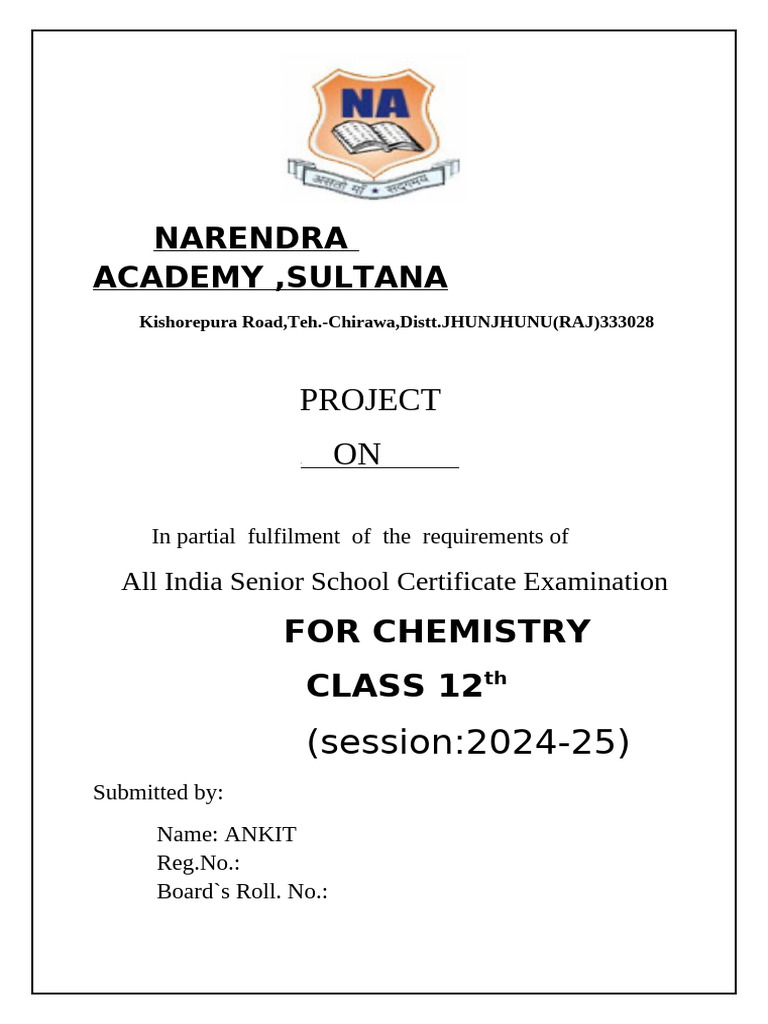 Class 12 Chemistry Project | PDF | Career & Growth
